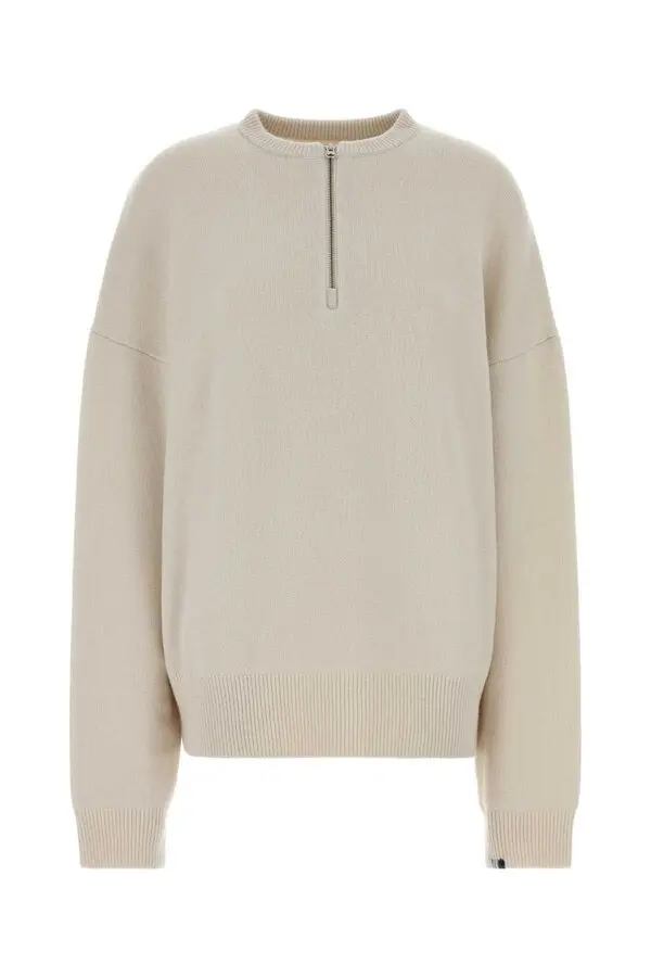 Extreme Cashmere Oversize Quarter Zip Cashmere Blend Sweater - White