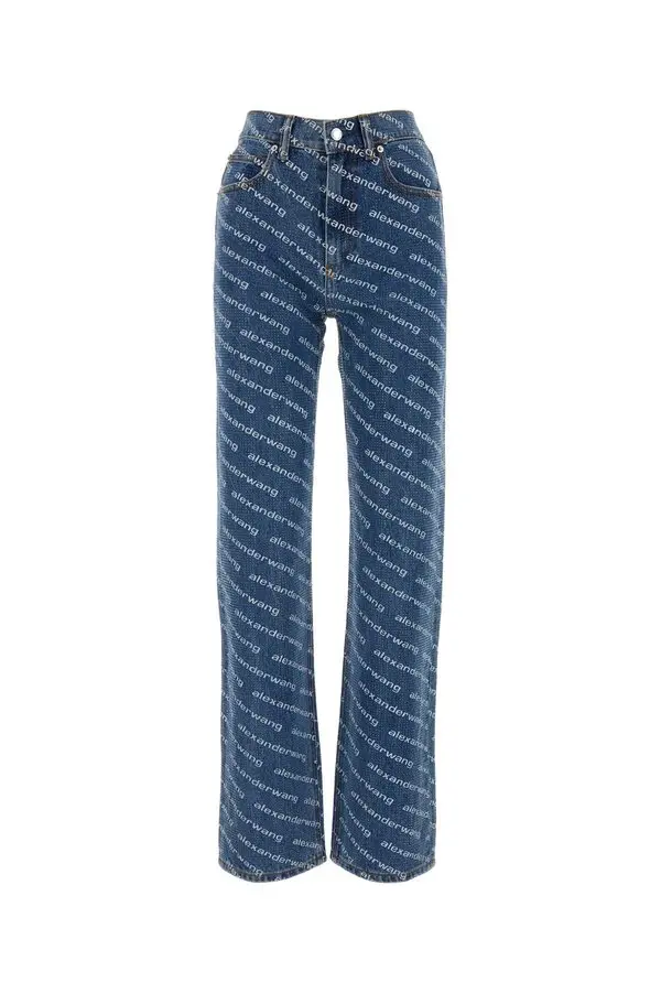 Alexander Wang Printed Denim Jeans - Blue