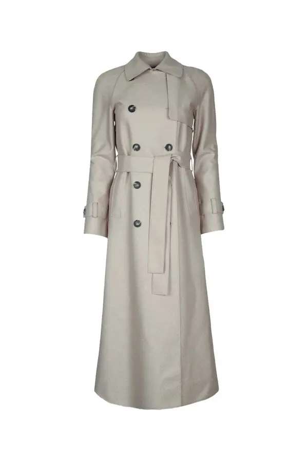 Harris Wharf London Long Raglan Trench Coat In Pressed Wool - Dove