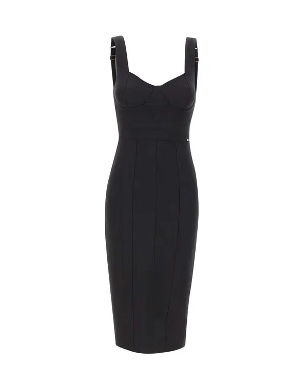 Elisabetta Franchi Sleeveless Sweetheart Neck Midi Dress - Nero