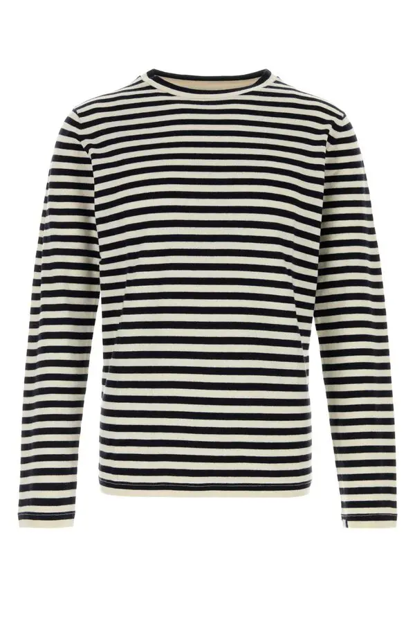 Extreme Cashmere Embroidered Cotton-cashmere Striped Long Sleeve Sweater