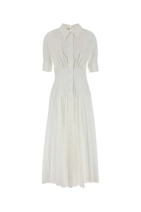 Marni Poplin Shirt Dress With Classic Collar - White