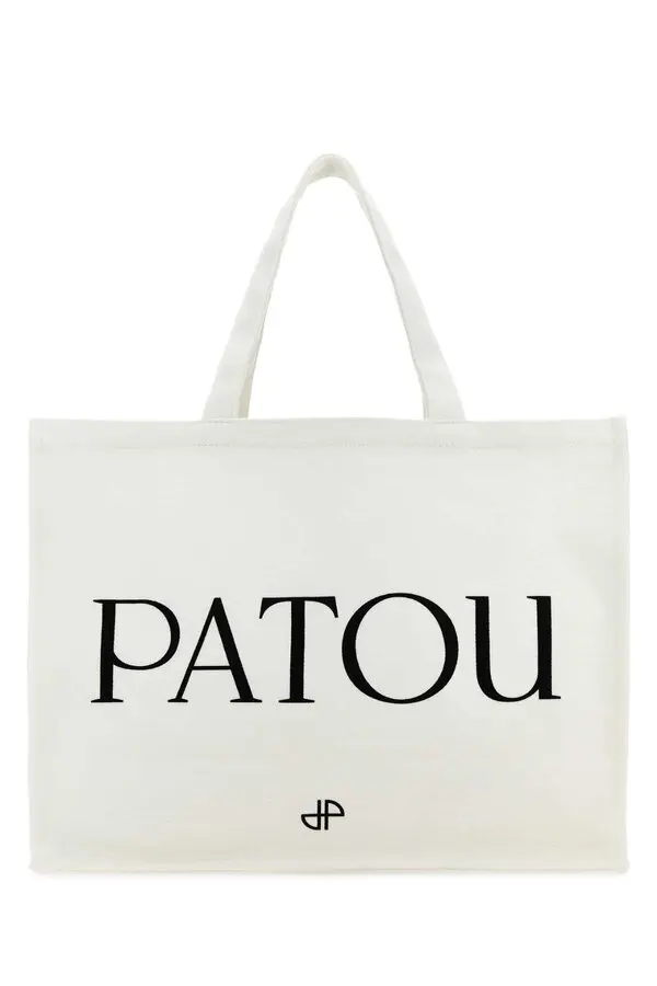 PATOU 42.5 Cm Cotton Shopping Handbag With Short Handles, 34 Cm Height - White