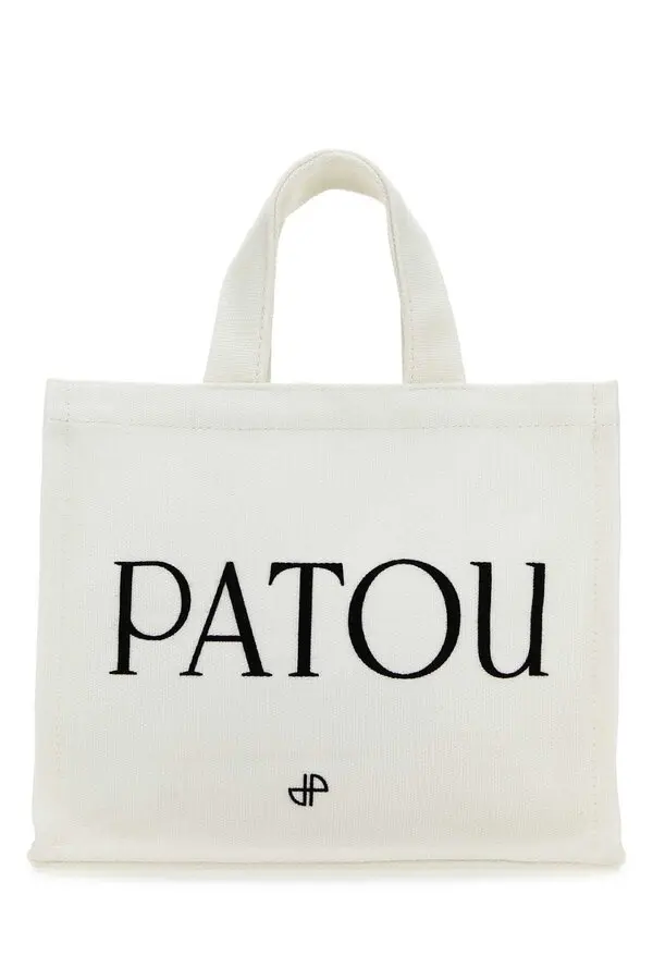 PATOU Cotton Shopping Handbag Mini Tote Bag - White