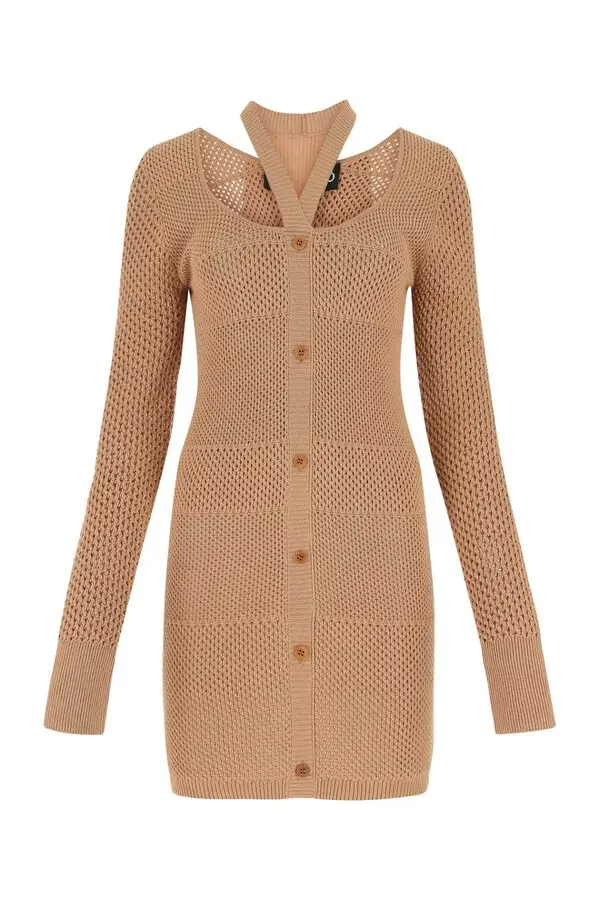 ANDREĀDAMO Biscuit Mesh Knit Mini Dress