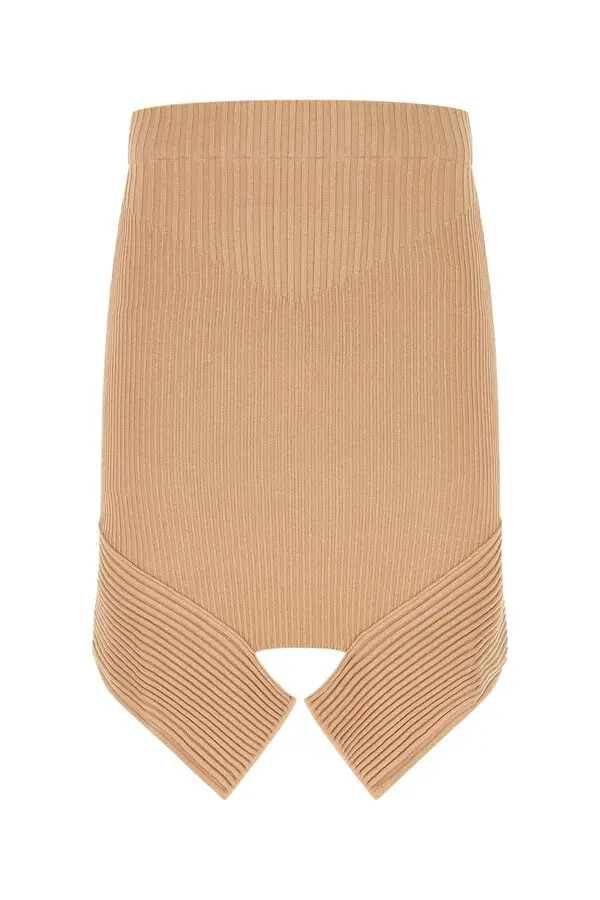 ANDREĀDAMO Ribbed Stretch Viscose Blend Midi Skirt