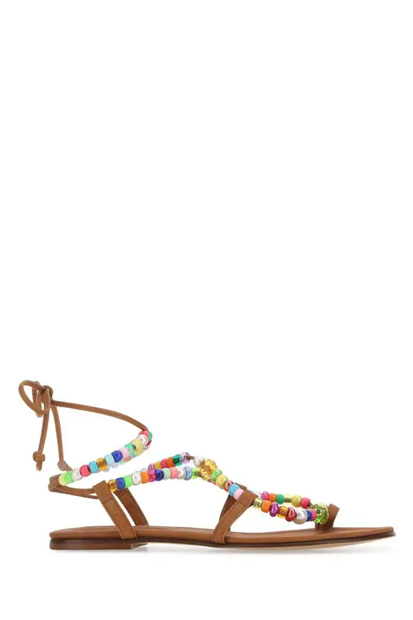 ALAMEDA TURQUESA Embellished Synthetic Leather Sandals With Leather Sole - Multicoloured