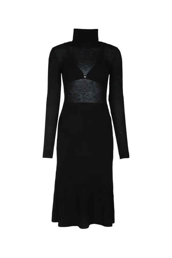 Elisabetta Franchi High-neck Midi Gown - Nero