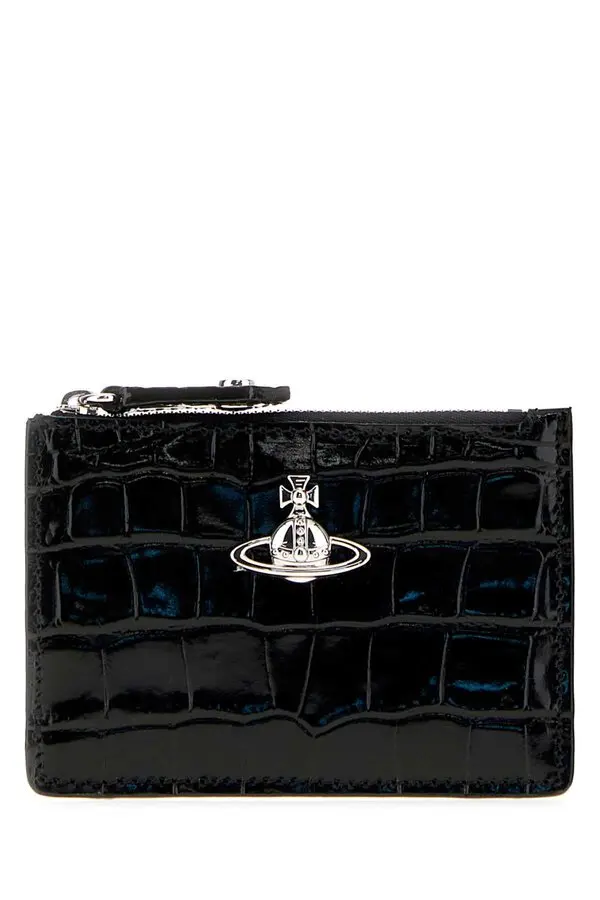VIVIENNE WESTWOOD Leather Coin Purse Mini Wallet - Black