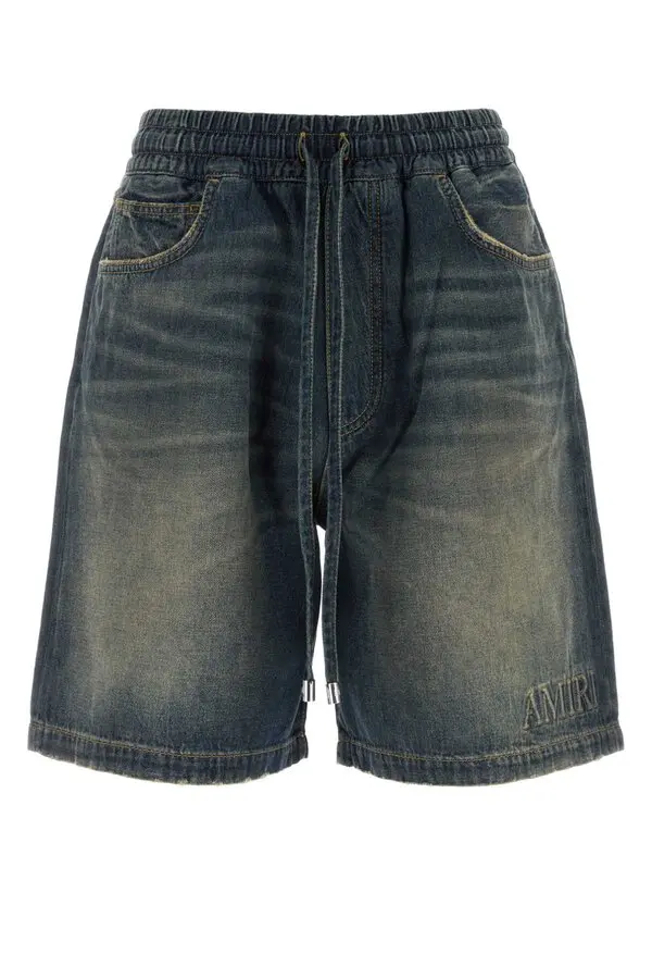 Amiri Denim Bermuda Shorts With Drawstring Waist