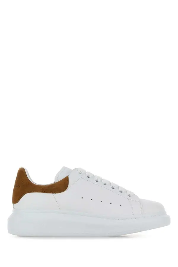 Alexander McQueen Leather Sneaker With Suede Heel - White