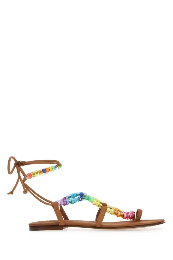ALAMEDA TURQUESA Embellished Synthetic Leather Sandals - Multicoloured