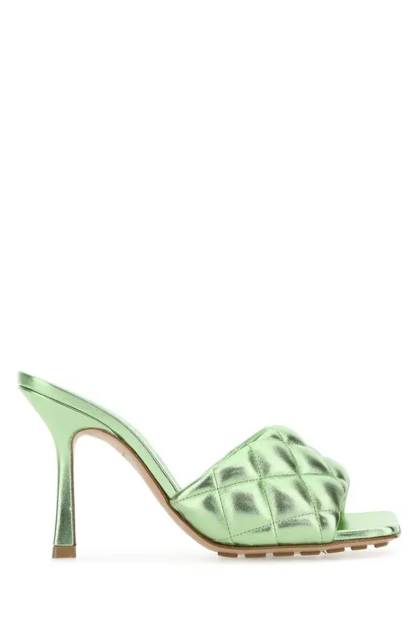 Bottega Veneta Lightly Padded Nappa Leather Sandals With 9.5 Cm Heel - Green
