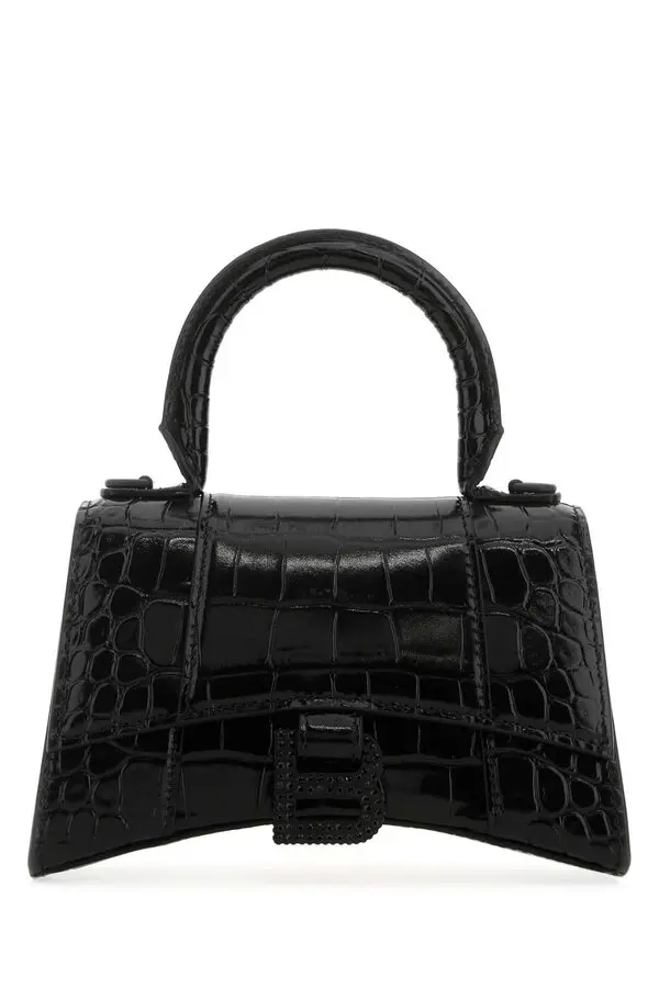 Balenciaga Leather Xs Hourglass Mini Handbag - Black