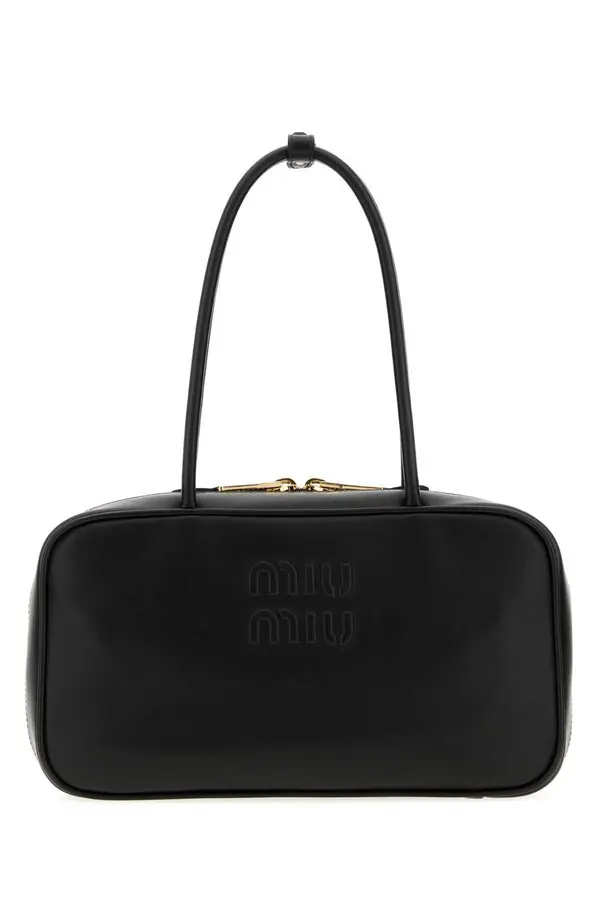Miu Miu 100% Calfskin Leather Shoulder Handbag - Black