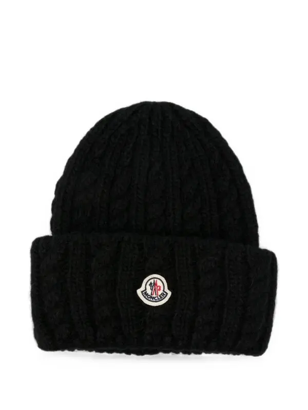 Moncler Logo Wool Beanie - Black