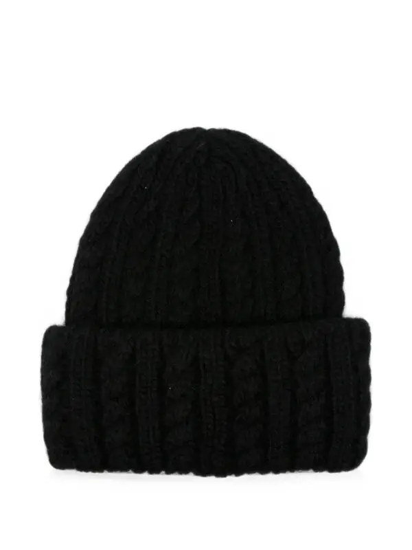 Moncler Logo Wool Beanie - Black