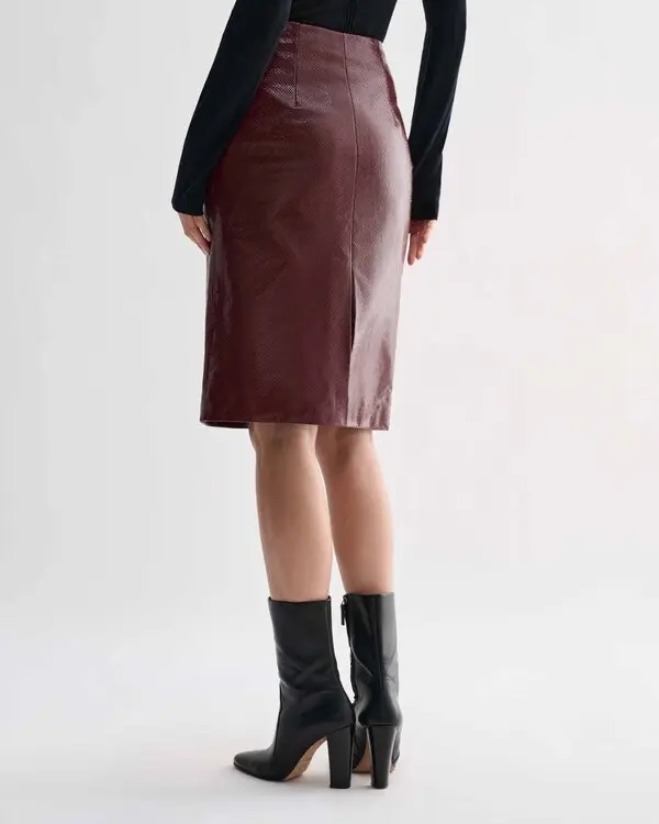 Veronica De Piante Noelia Embossed Leather Pencil Skirt