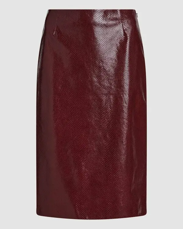 Veronica De Piante Noelia Embossed Leather Pencil Skirt