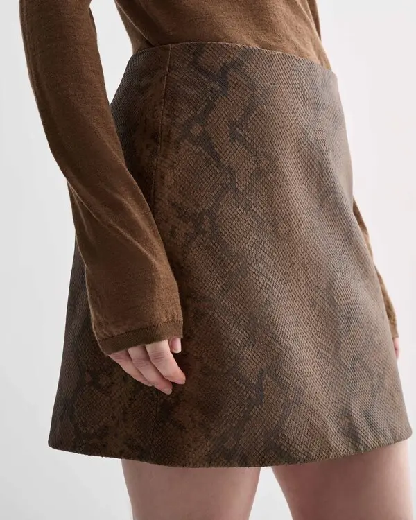 Veronica De Piante Cecily Snake Print Leather Mini Skirt
