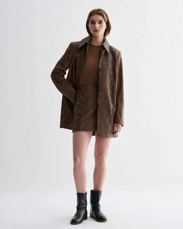 Veronica De Piante Cecily Snake Print Leather Mini Skirt