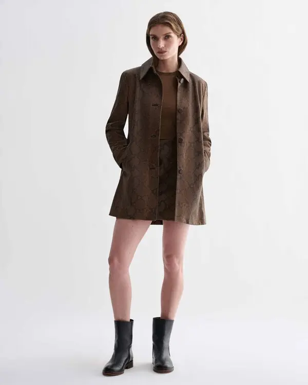 Veronica De Piante Chiara Coat In Snake Print Leather
