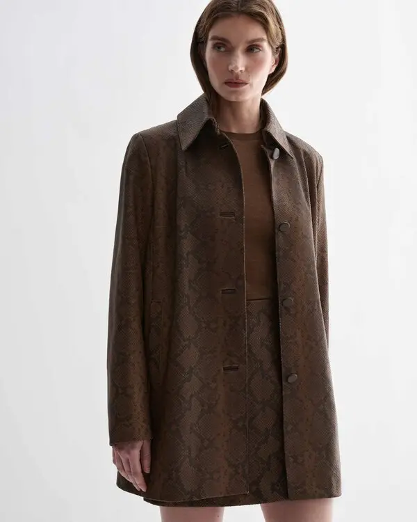 Veronica De Piante Chiara Coat In Snake Print Leather
