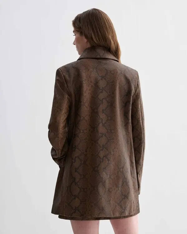 Veronica De Piante Chiara Coat In Snake Print Leather