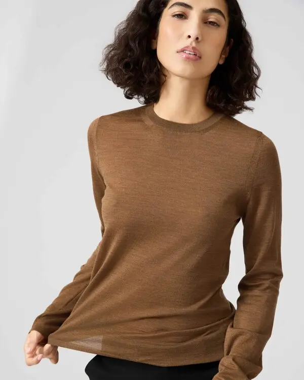 Veronica De Piante Joey Crew Neck Merino Wool Sweater - Camel