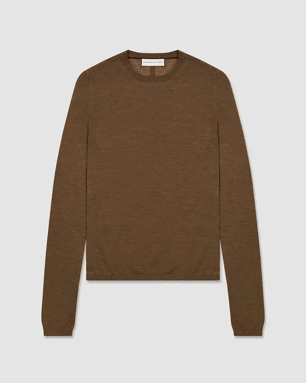 Veronica De Piante Joey Crew Neck Merino Wool Sweater - Camel