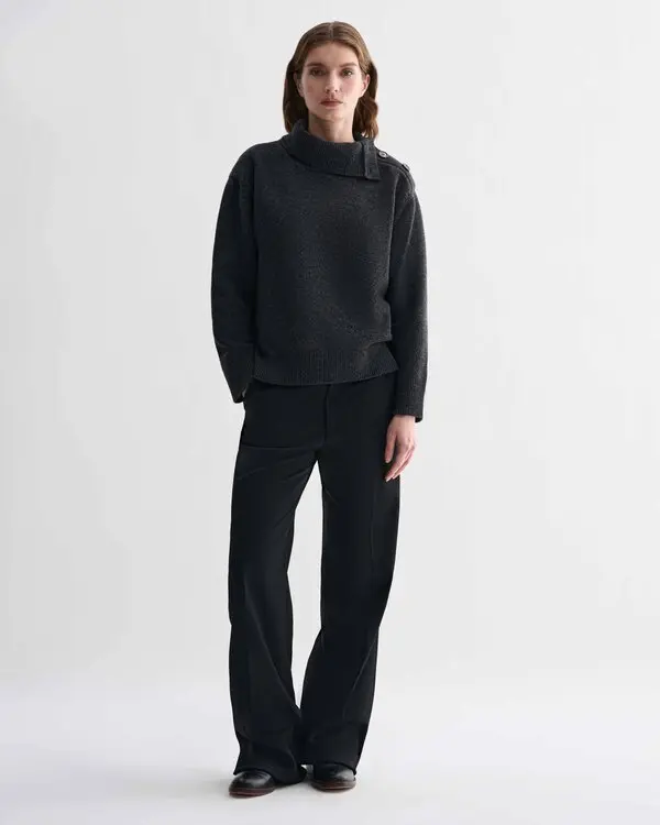 Veronica De Piante Cielo Sweater In Wool Cashmere, Charcoal - Gray