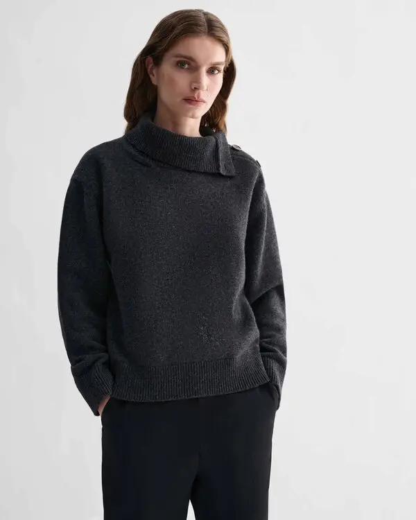 Veronica De Piante Cielo Sweater In Wool Cashmere, Charcoal
