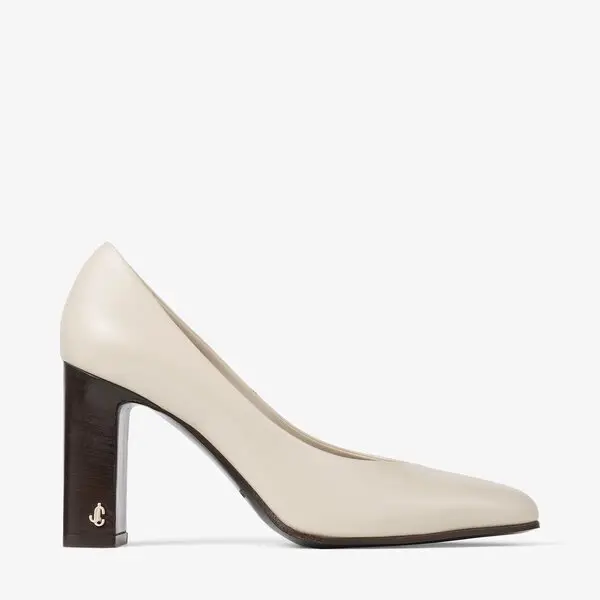 JIMMY CHOO Eyla 85 Polished Calf Leather Pumps - Bone