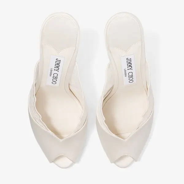 JIMMY CHOO Brigitte Lace And Satin Mule 100 Stiletto Heel - Ivory/ivory