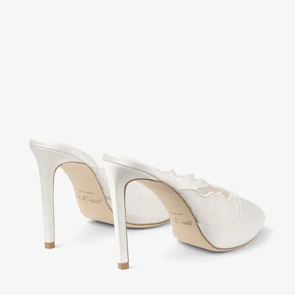 JIMMY CHOO Brigitte Lace And Satin Mule 100 Stiletto Heel - Ivory/ivory