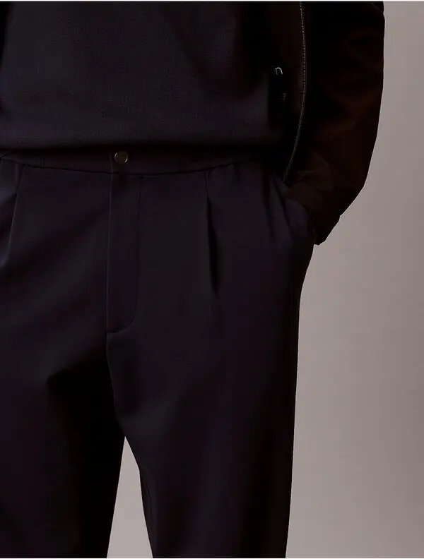 Calvin Klein Tech Knit Tapered Pleated Pants - Dark Sapphire
