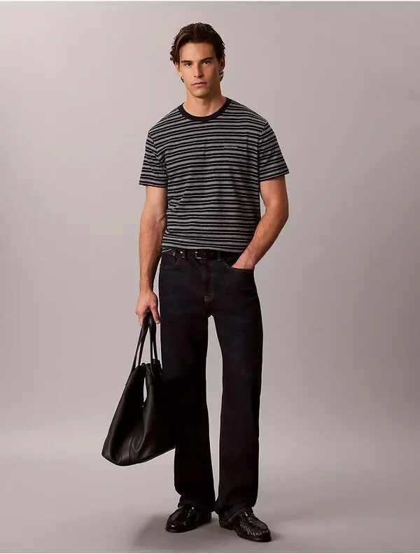 Calvin Klein Liquid Touch Striped Crewneck Tee - Dark Sapphire