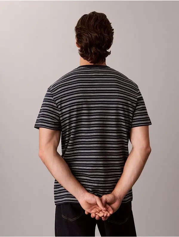 Calvin Klein Liquid Touch Striped Crewneck Tee - Dark Sapphire
