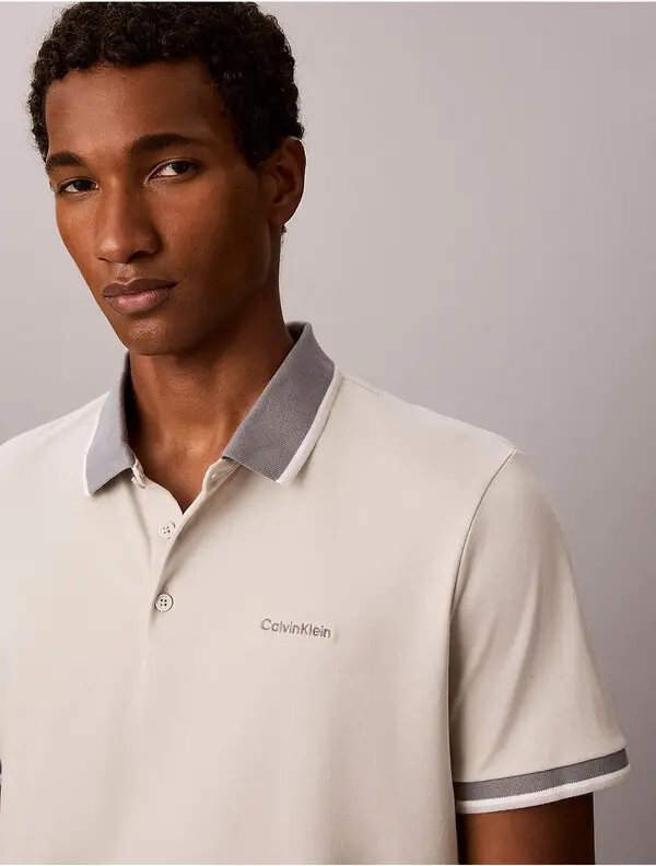 Calvin Klein Liquid Touch Tipping Stripe Polo Shirt - Moonstruck