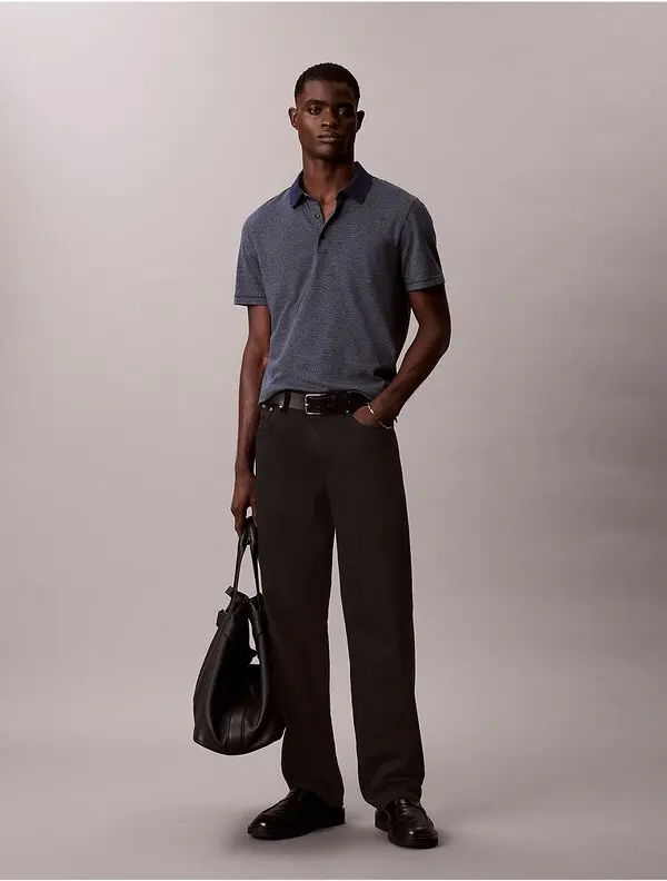 Calvin Klein Supima Cotton Stripe Polo Shirt - Dark Sapphire