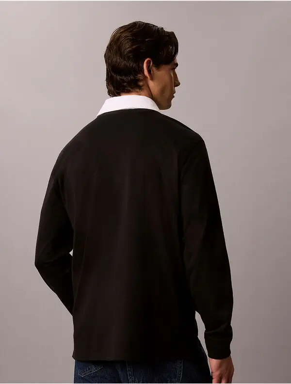 Calvin Klein Contrast Collar Rugby Polo Shirt - Black