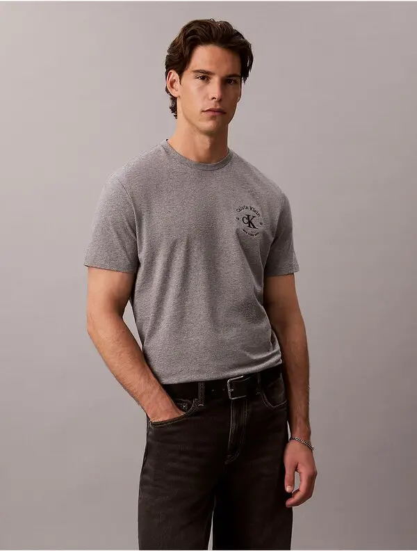 Calvin Klein Varsity Crest Logo Classic Tee - Grey Heather