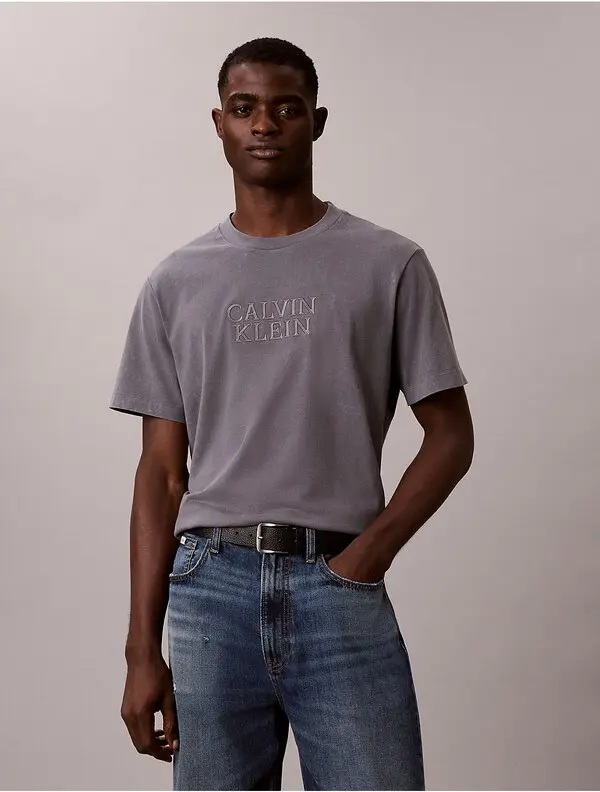 Calvin Klein Powder Wash Crewneck Tee - Castlerock