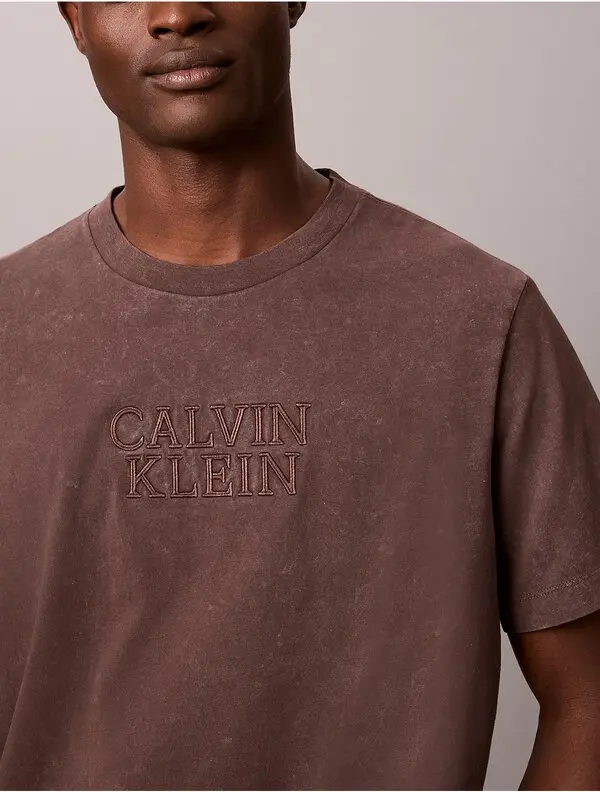 Calvin Klein Powder Wash Crewneck Tee - Hot Fudge