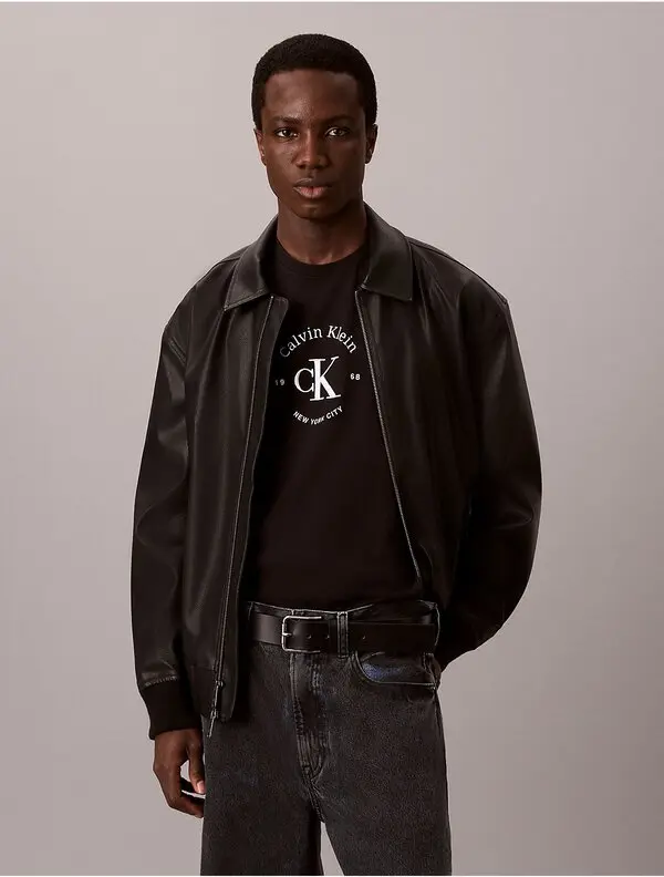 Calvin Klein Varsity Crest Logo Graphic Tee - Black