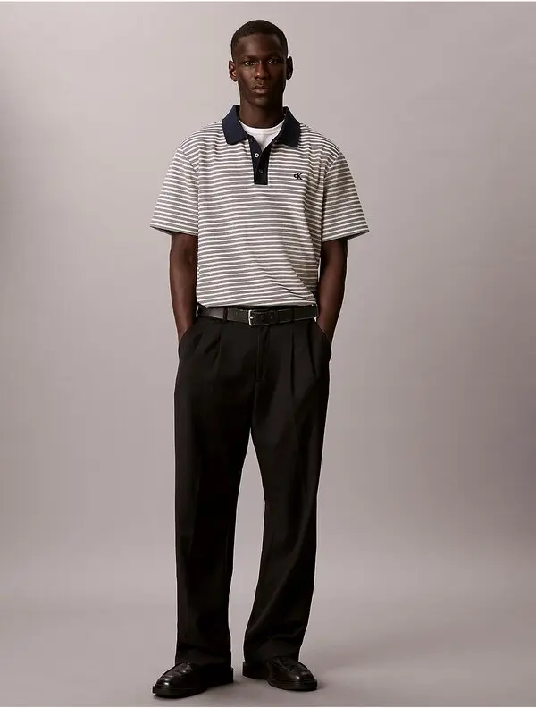 Calvin Klein Ottoman Stripe Polo Shirt - Chalk