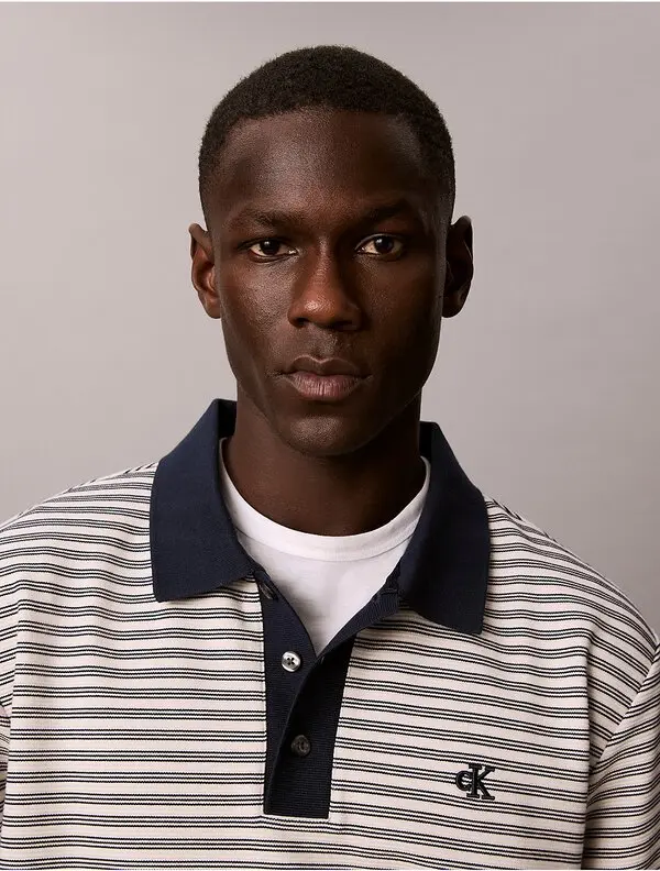 Calvin Klein Ottoman Stripe Polo Shirt - Chalk