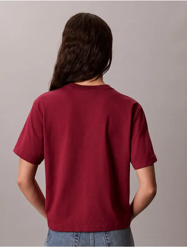 Calvin Klein Metallic Logo Boxy Tee - Rhododendron