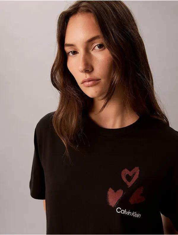 Calvin Klein Hearts Print Boxy T-shirt - Black