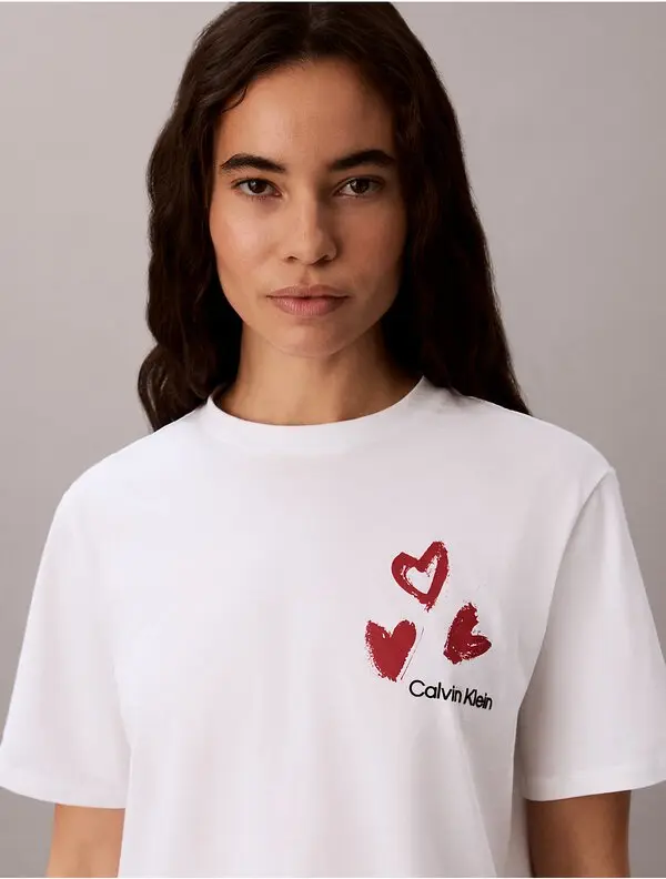 Calvin Klein Hearts Print Boxy T-shirt - Bright White